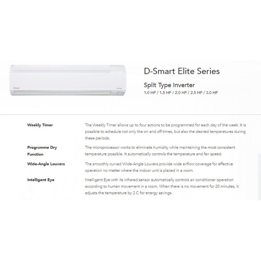 FREE INSTALLATION DAIKIN ELITE SERIES INVERTER Split Type Aircon, TV ...