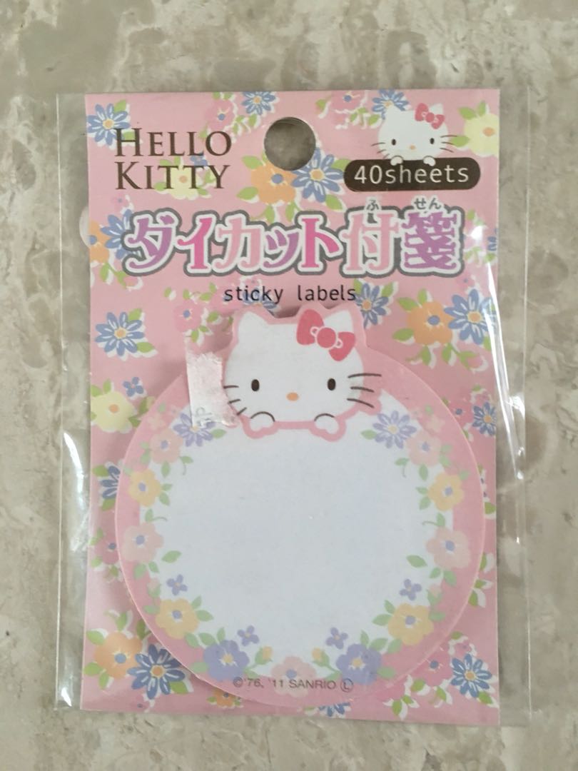 Hello kitty sticky labels, Buku & Alat Tulis, Alat Tulis di Carousell