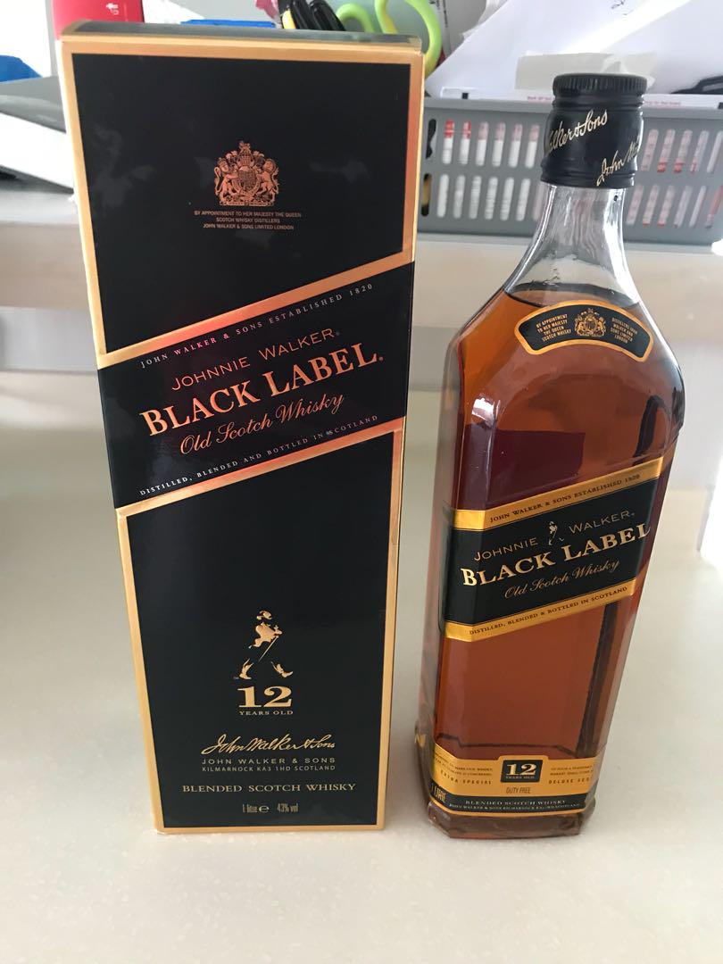 Johnnie Walker Black Label 12 years old - 1L, Food & Drinks, Alcoholic ...