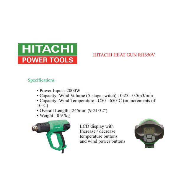 [NEW] HITACHI RH650V DIGITAL HEAT GUN / HOT AIR GUN, Furniture & Home ...
