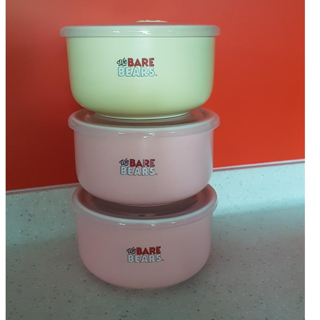 We Bare Bears - Ice Bear & Grizzly Soup Bowl with Lid Miniso, Furniture & Home Living ...