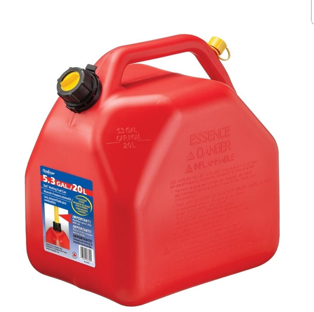 Scepter (Canada) 20 Litres Red HDPE Plastic (Petrol/Diesel) Short Jerry ...
