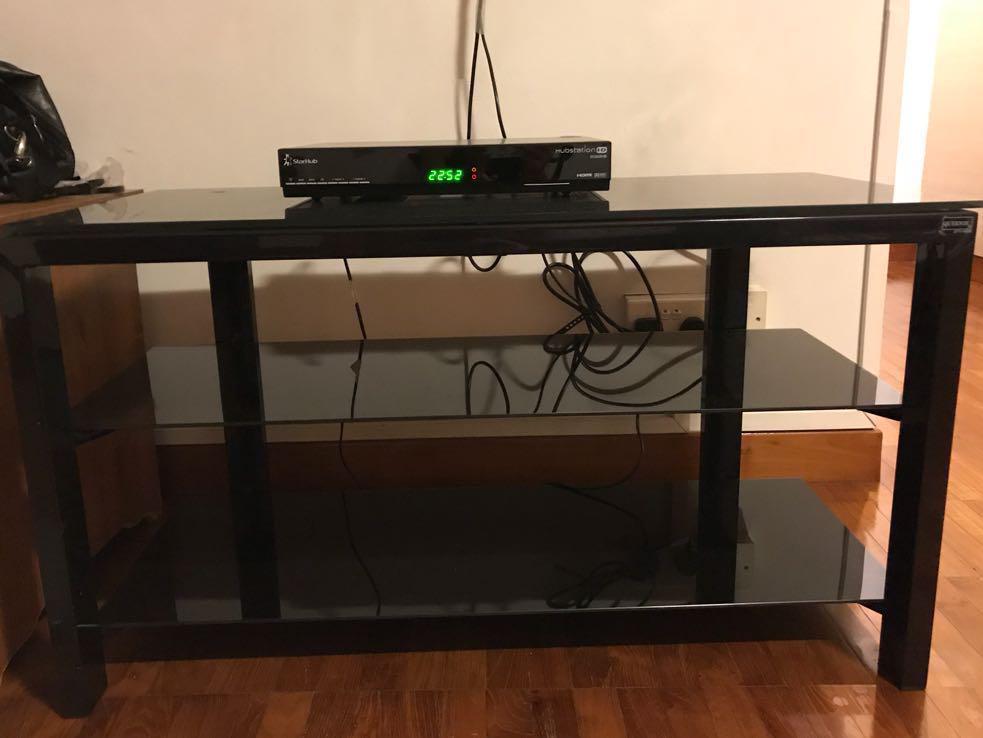 Black tv console with removable shelves, Furniture & Home Living ...