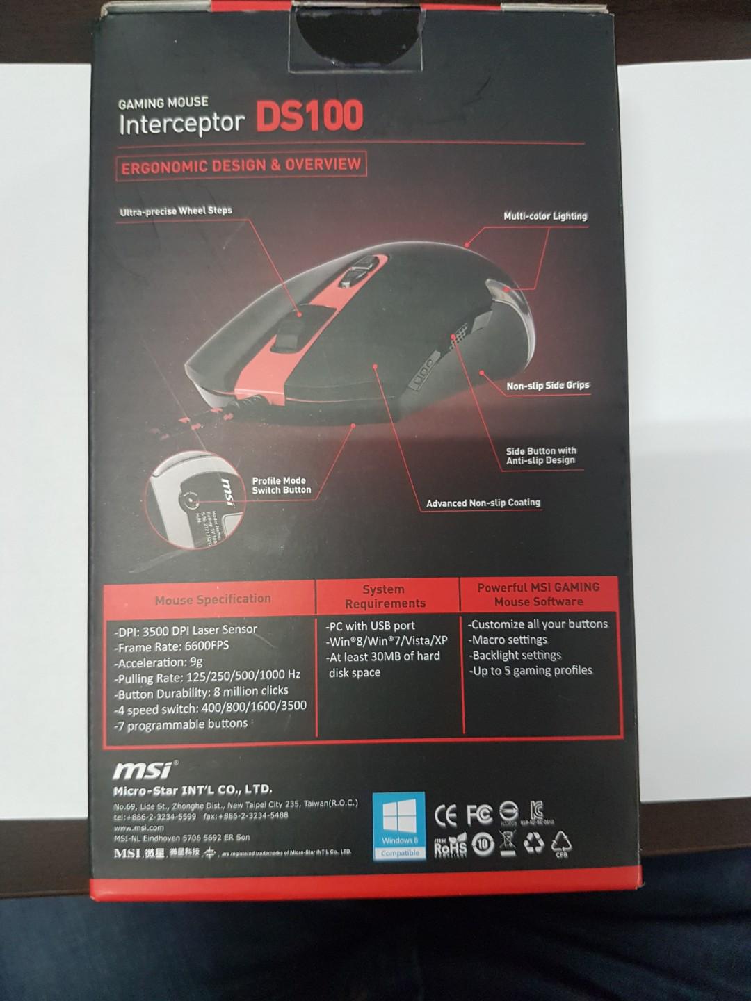 MSI Interceptor DS100 Gaming Mouse, Computers & Tech, Parts ...