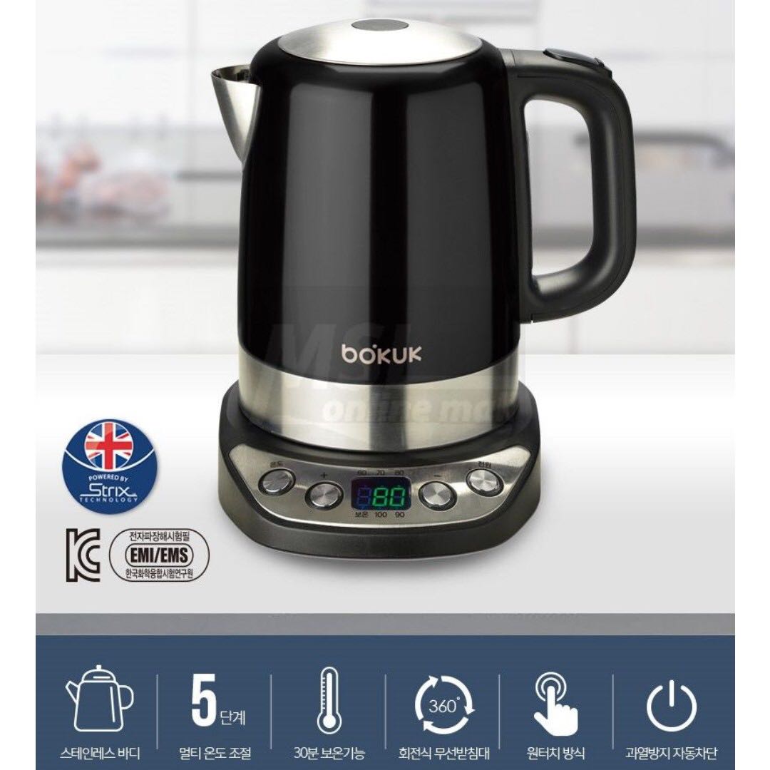 七折‼️【💯全新現貨】韓國 Bokuk Electric Temp Control Kettle無線溫度調節電熱水壺, 家庭電器, 廚房電器 ...