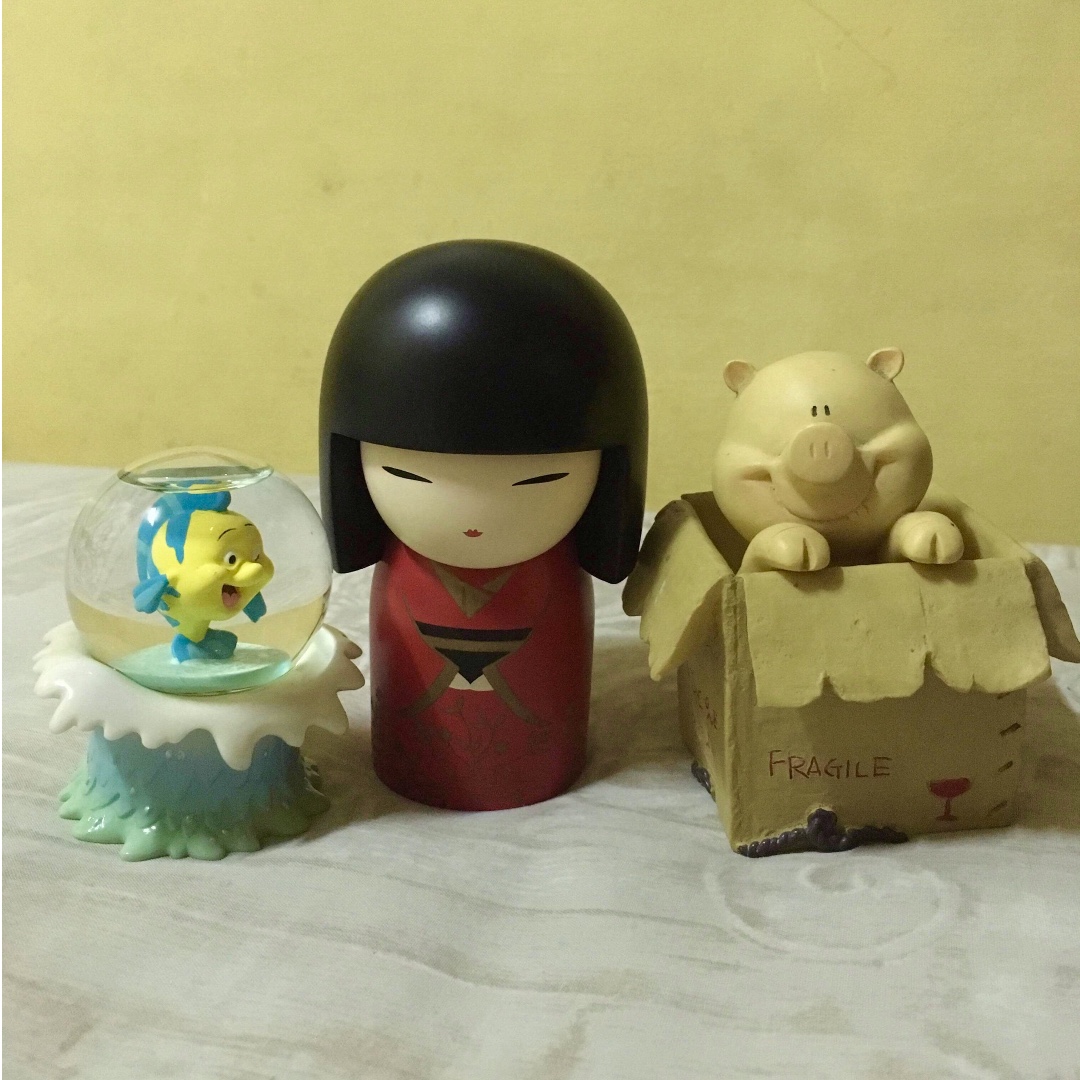 Cute Figurines Bundle (Kimmidoll Azumi, Mini Disney Snowglobe, Pig in a ...