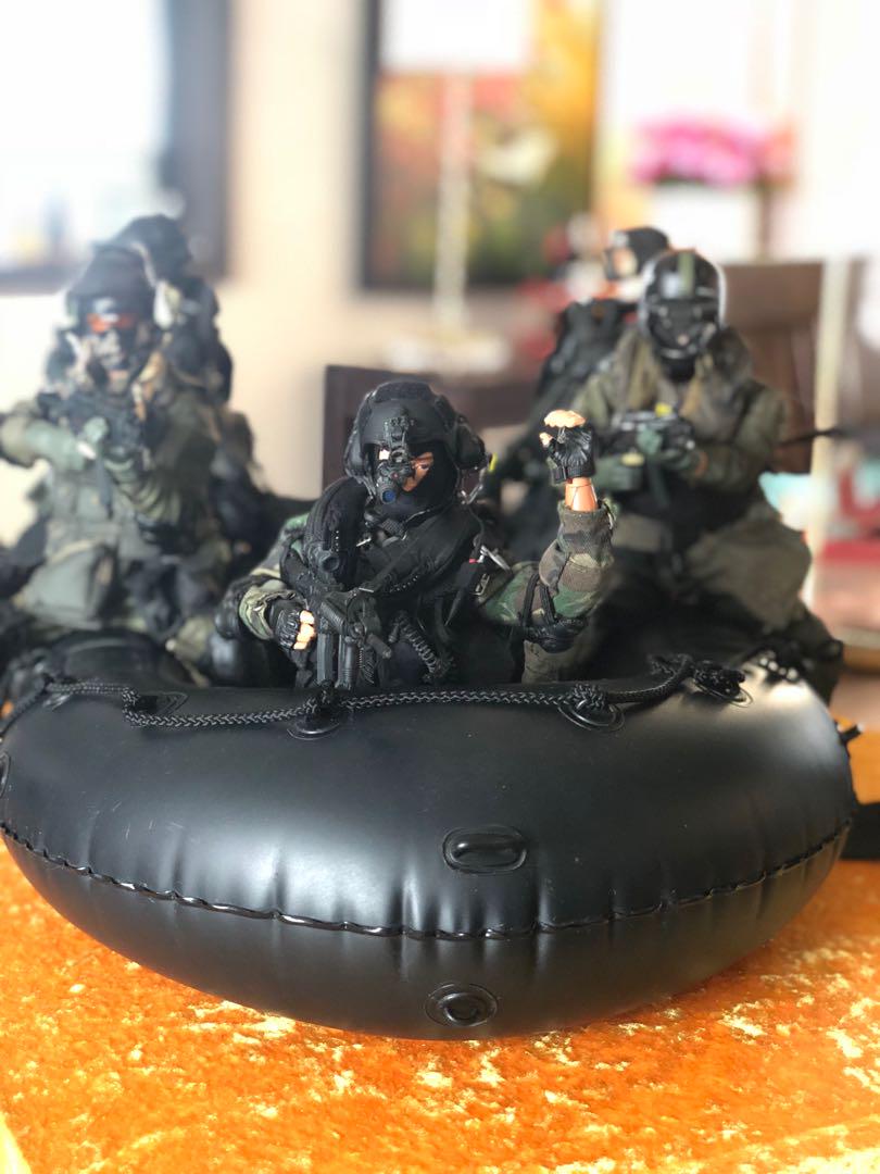 1/6 hot toys/kitbash - navy seal \ divers figurines with assault raft ...