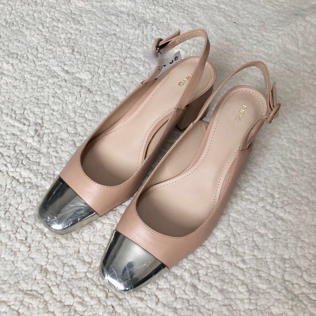 Mango Metallic Cap Toe Slingback shoes, Women's Fashion, Footwear ...