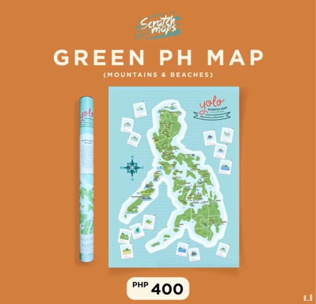 Philippines Scratch Map (Mountains and Beaches), Furniture & Home ...