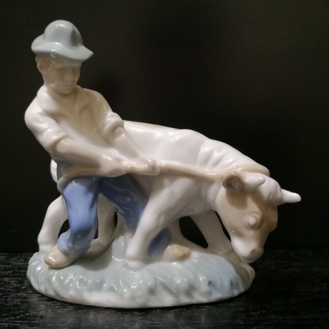 Porcelain farmer with cow figurine, Furniture & Home Living, Home Decor ...