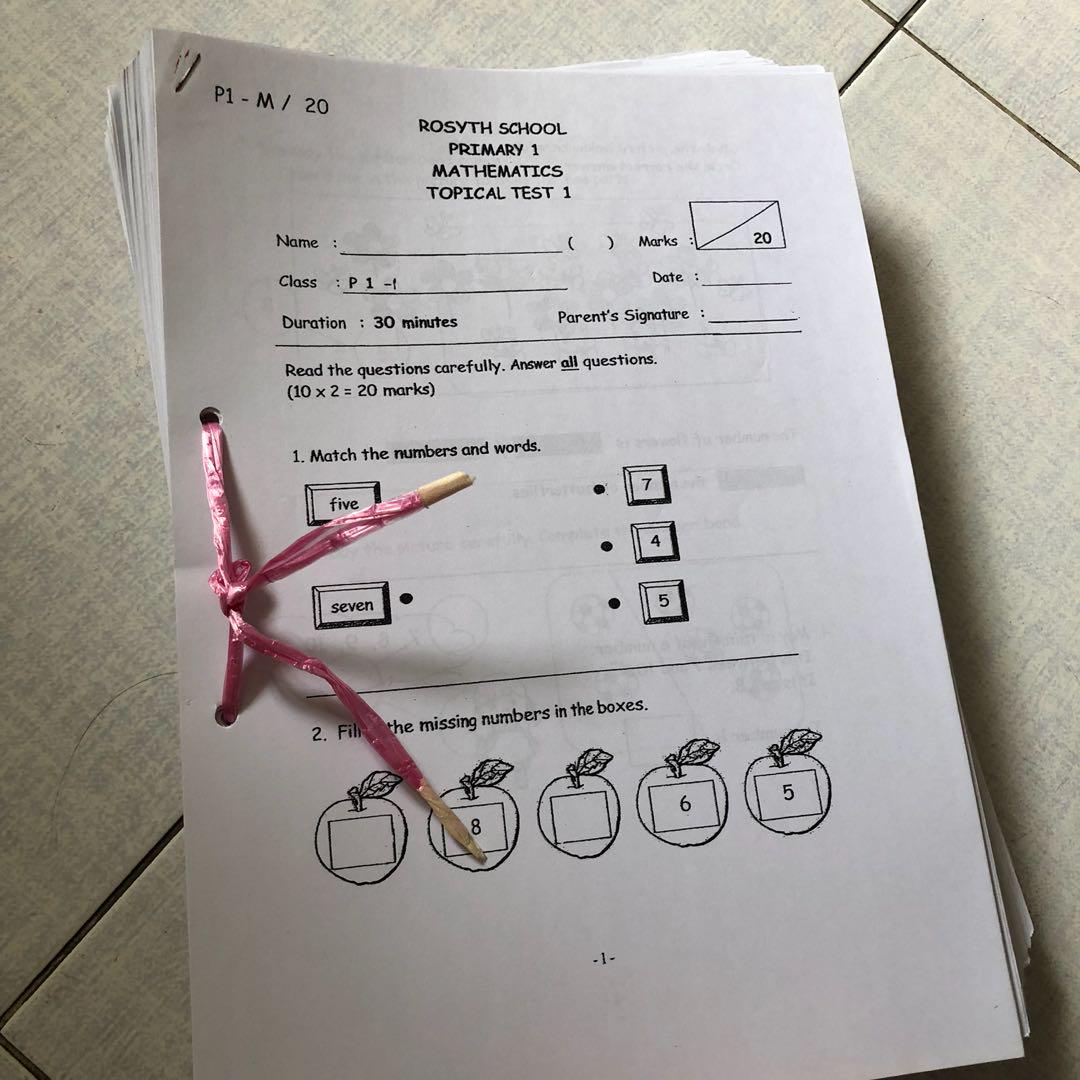 Primary 1 Math Test Papers - top 20 schools, Hobbies & Toys, Books ...