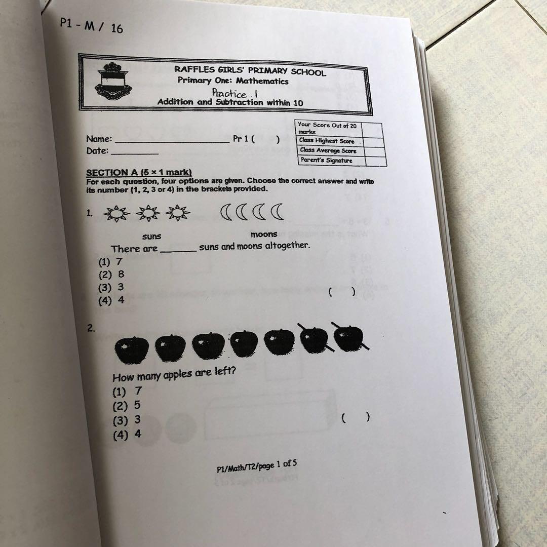 Primary 1 Math Test Papers - top 20 schools, Hobbies & Toys, Books ...