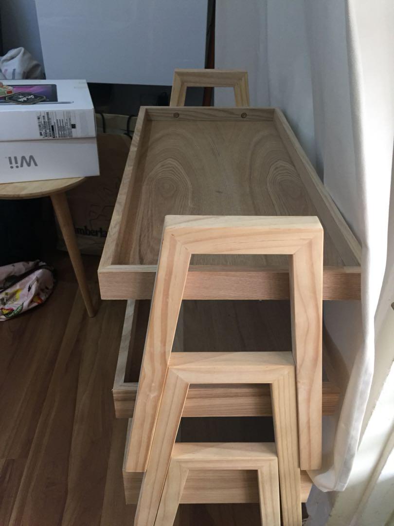 Wooden rack shelf 3 units, stackable, Furniture & Home Living ...