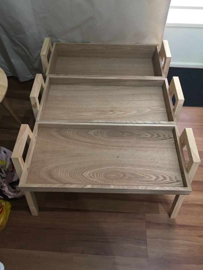 Wooden rack shelf 3 units, stackable, Furniture & Home Living ...