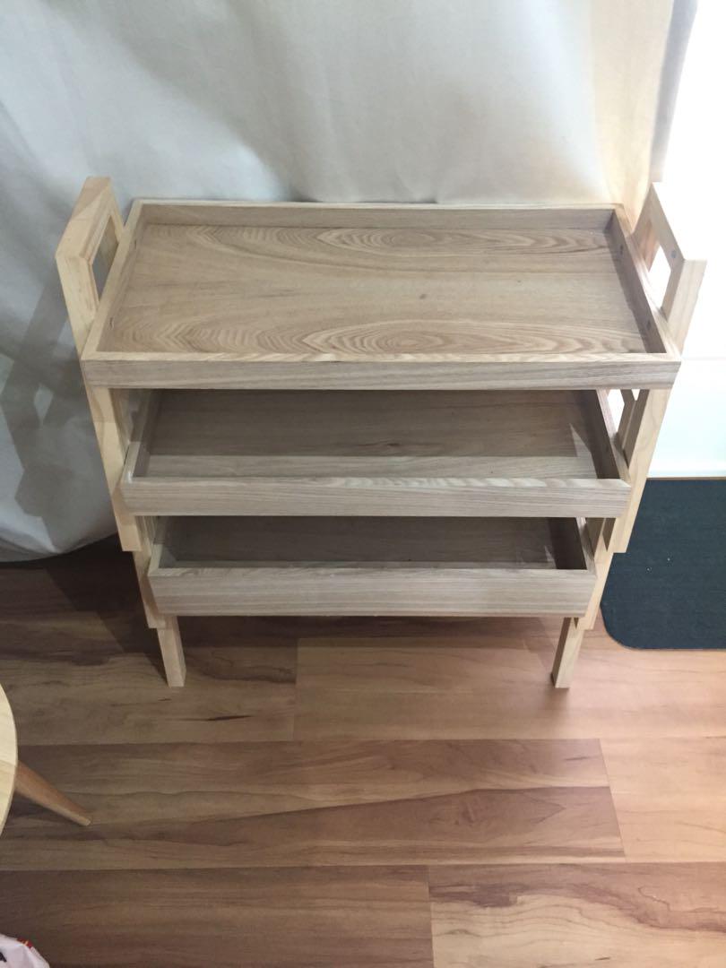 Wooden rack shelf 3 units, stackable, Furniture & Home Living ...