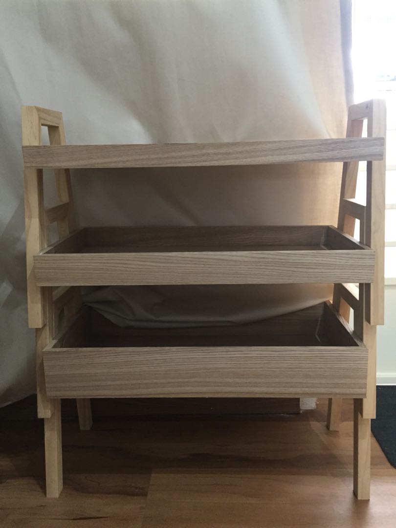 Wooden rack shelf 3 units, stackable, Furniture & Home Living ...