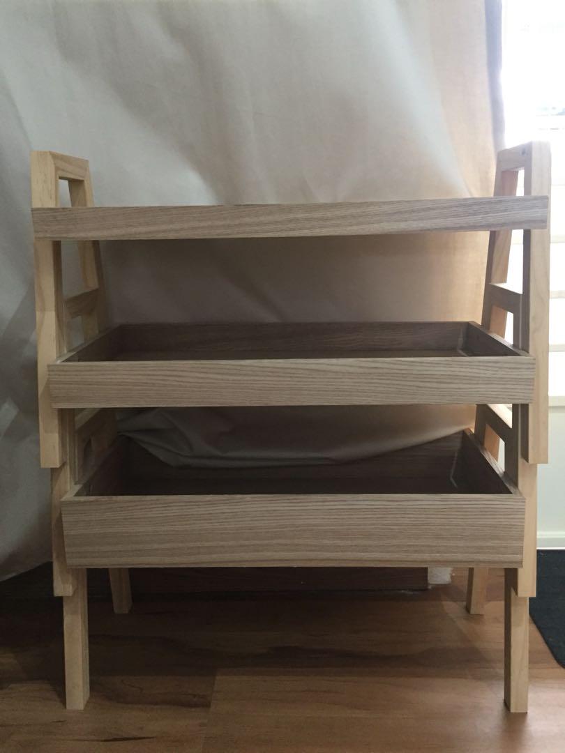Wooden rack shelf 3 units, stackable, Furniture & Home Living ...