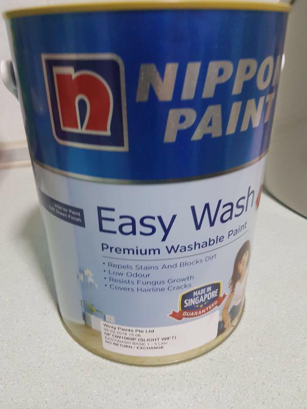NIPPON PAINT Easy Wash (slight wift/ light green colour) 5L, Furniture ...