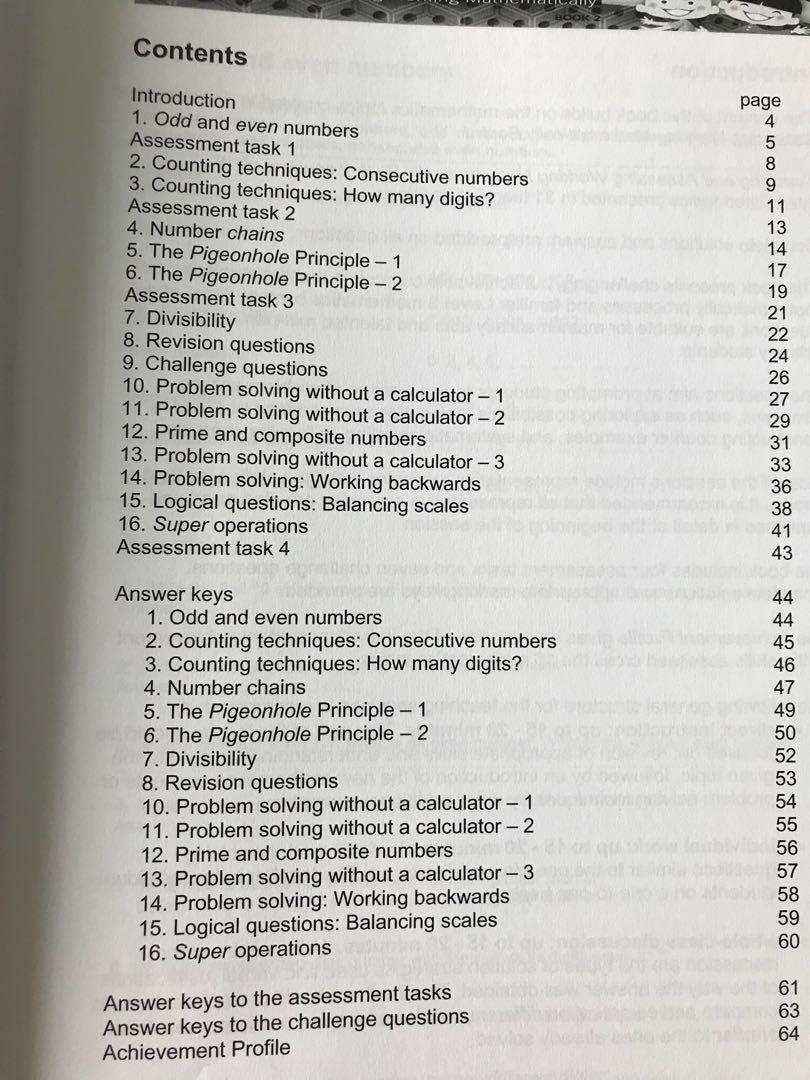 Olympiad math assessment for Australian math competition, Hobbies ...