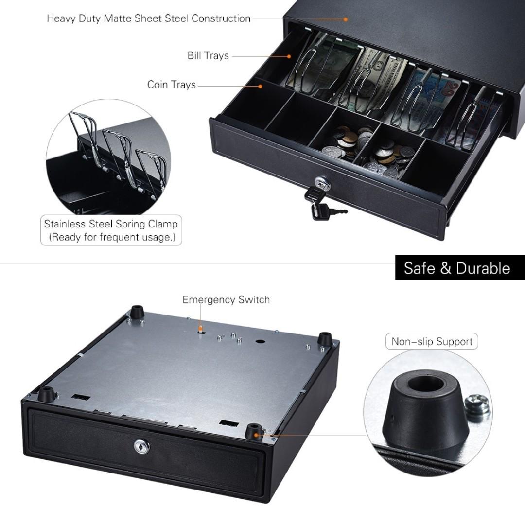 4 Bill 5 Coin Trays Money Cash Drawer Box Case Storage Heavy Duty ...