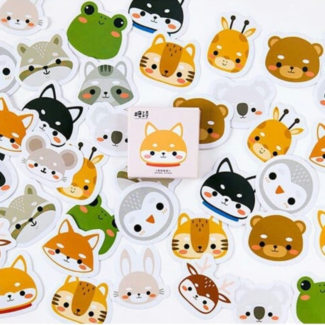 Cute chibi animals mini sticker set 45pcs, Hobbies & Toys, Stationary ...