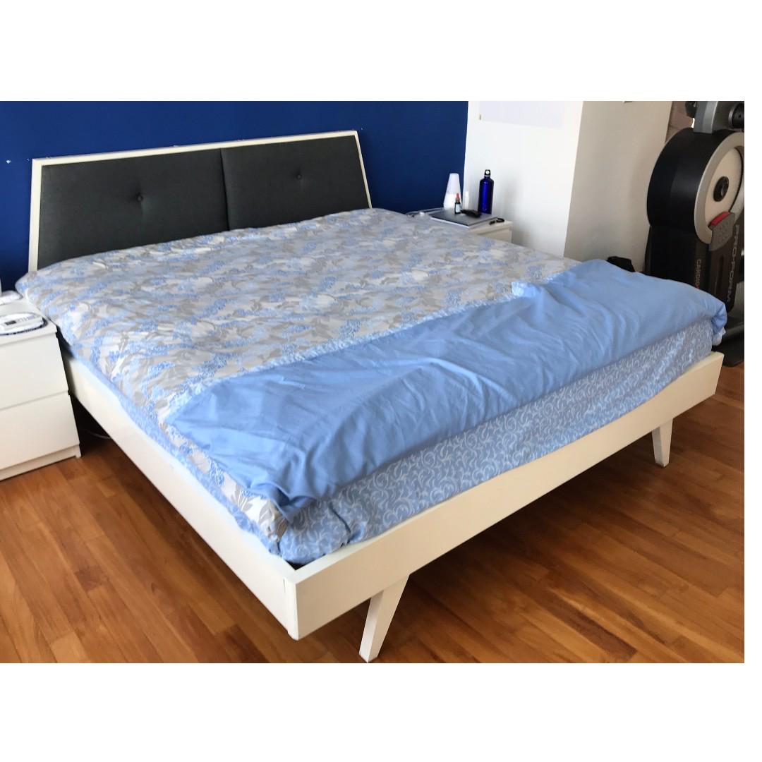 King Wooden Bed Frame Parker Hipvan (Painted White), Furniture & Home ...