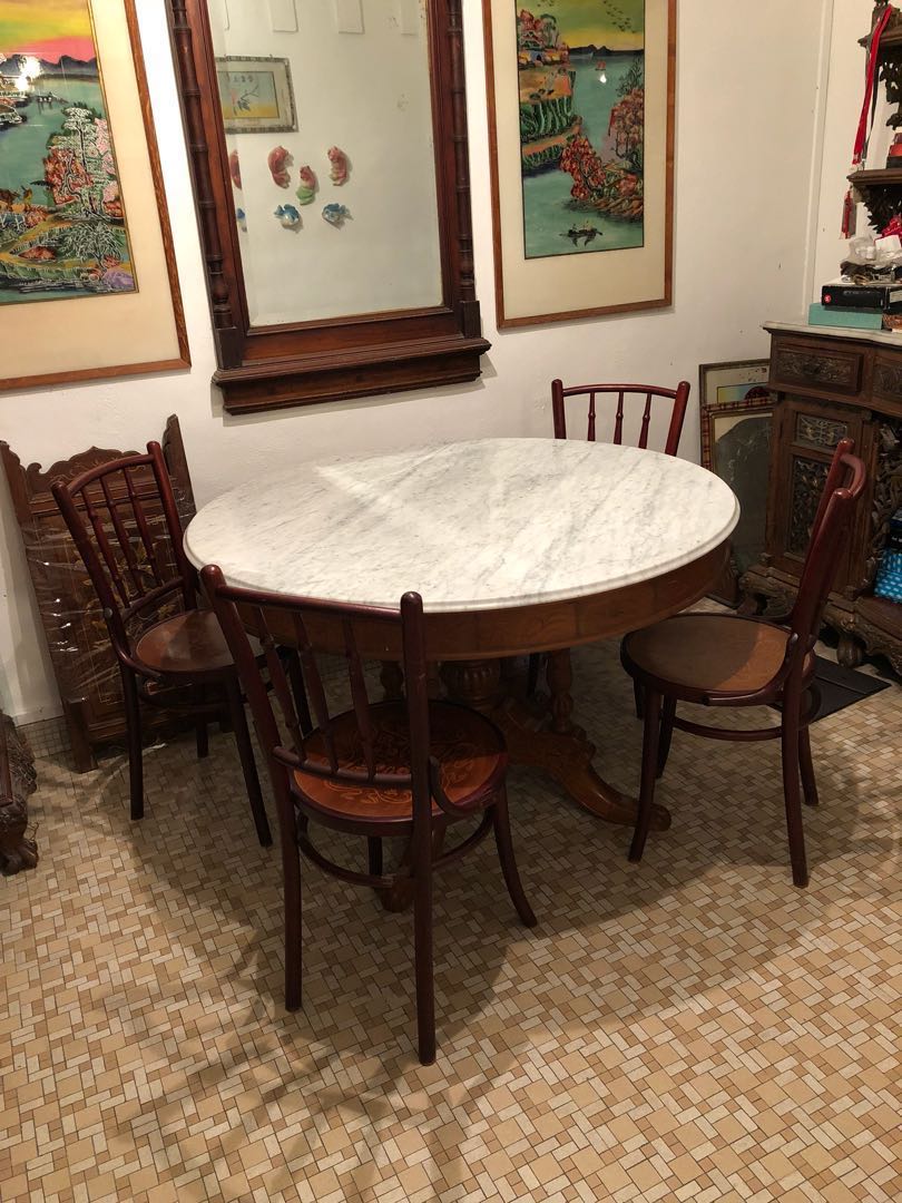 Peranakan 4ft dining table with chair, Furniture & Home Living ...