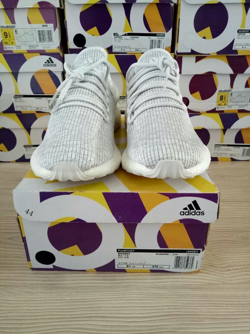ADIDAS PUREBOOST WHITE GREY ORIGINAL QUALITY, Fesyen Pria, Sepatu ...