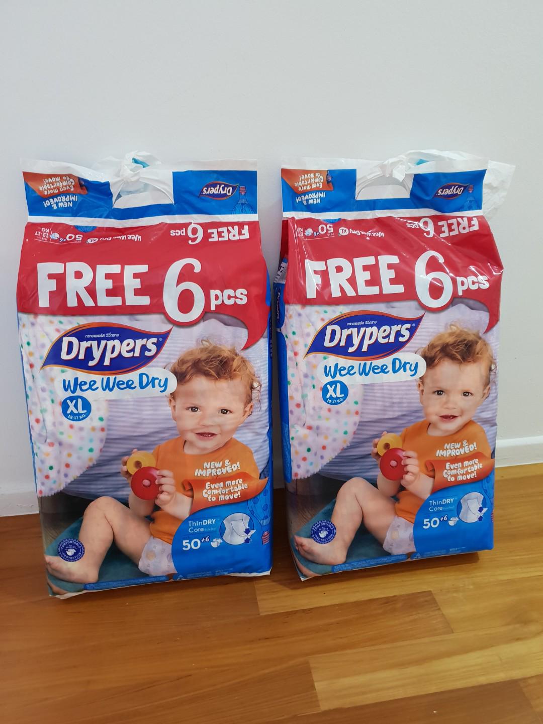 Drypers diaper XL x 2, Babies & Kids, Bathing & Changing, Diapers ...