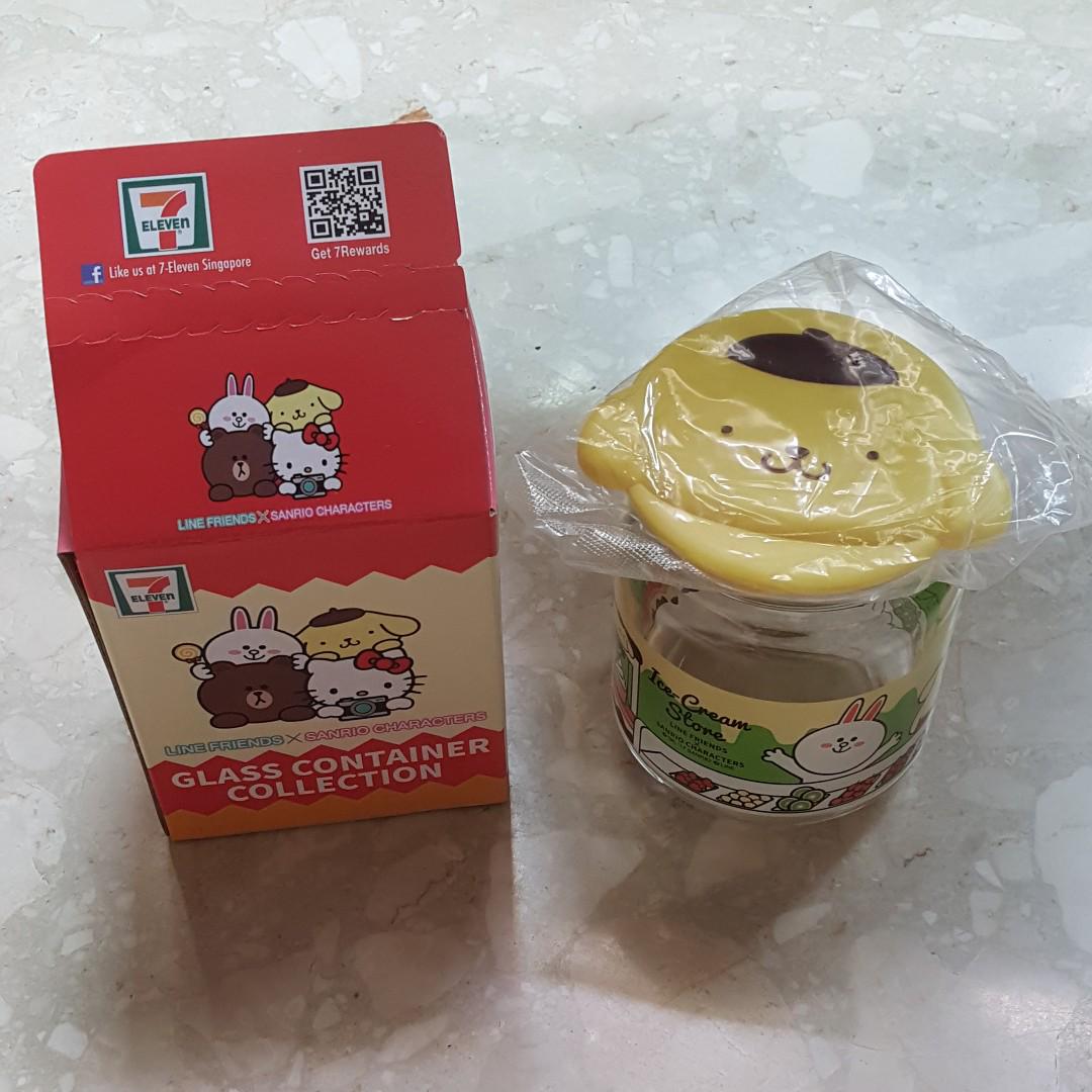 |Line Friends x Sanrio| Pompompurin Glass Container 7-11, Hobbies ...