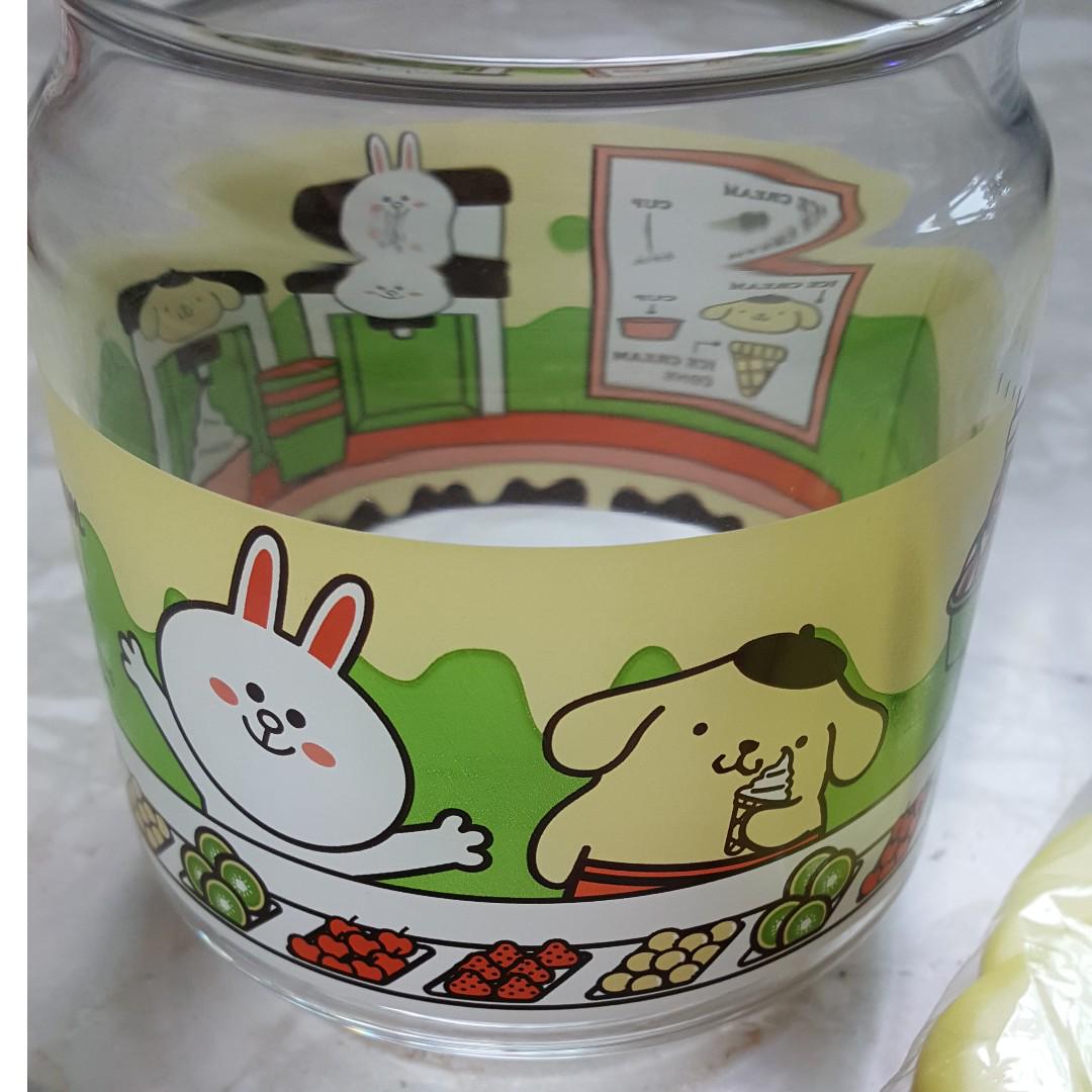 |Line Friends x Sanrio| Pompompurin Glass Container 7-11, Hobbies ...