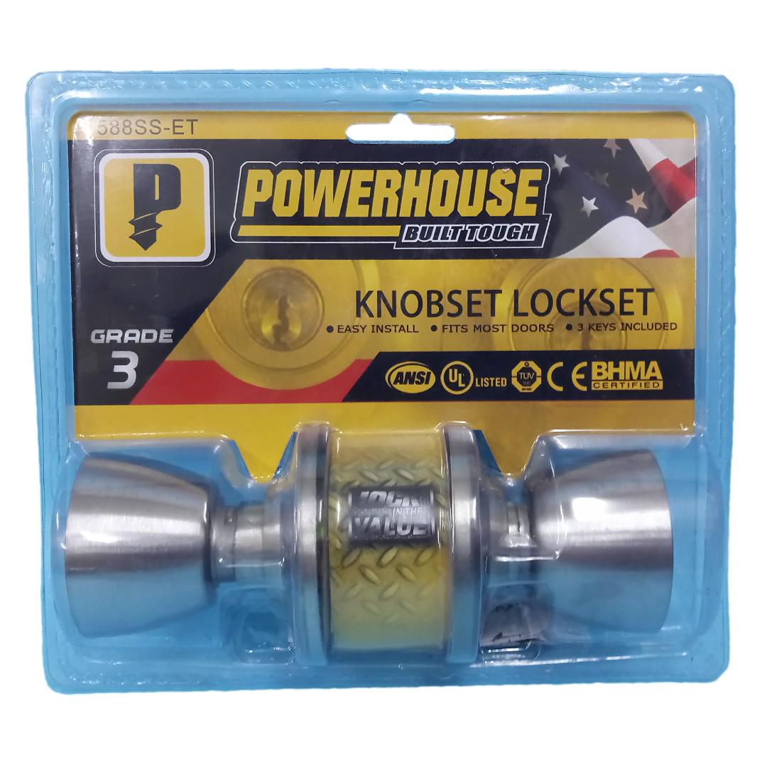 POWERHOUSE door knob with 3 keys lock set, Furniture & Home Living ...