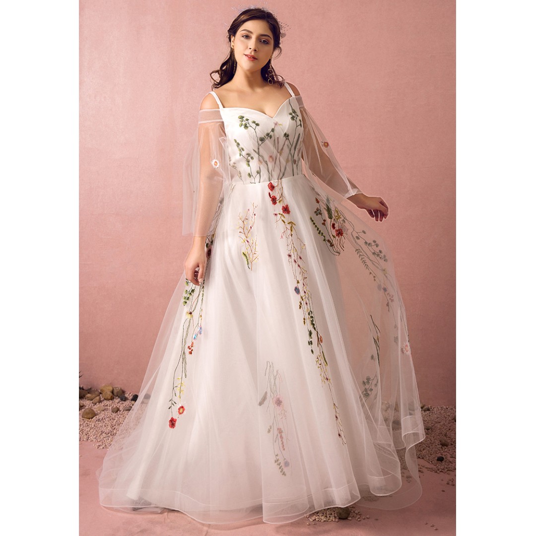 Gown Collection - Elegant Sling Off Shoulder Fairy Ponytail Gown (Extra ...