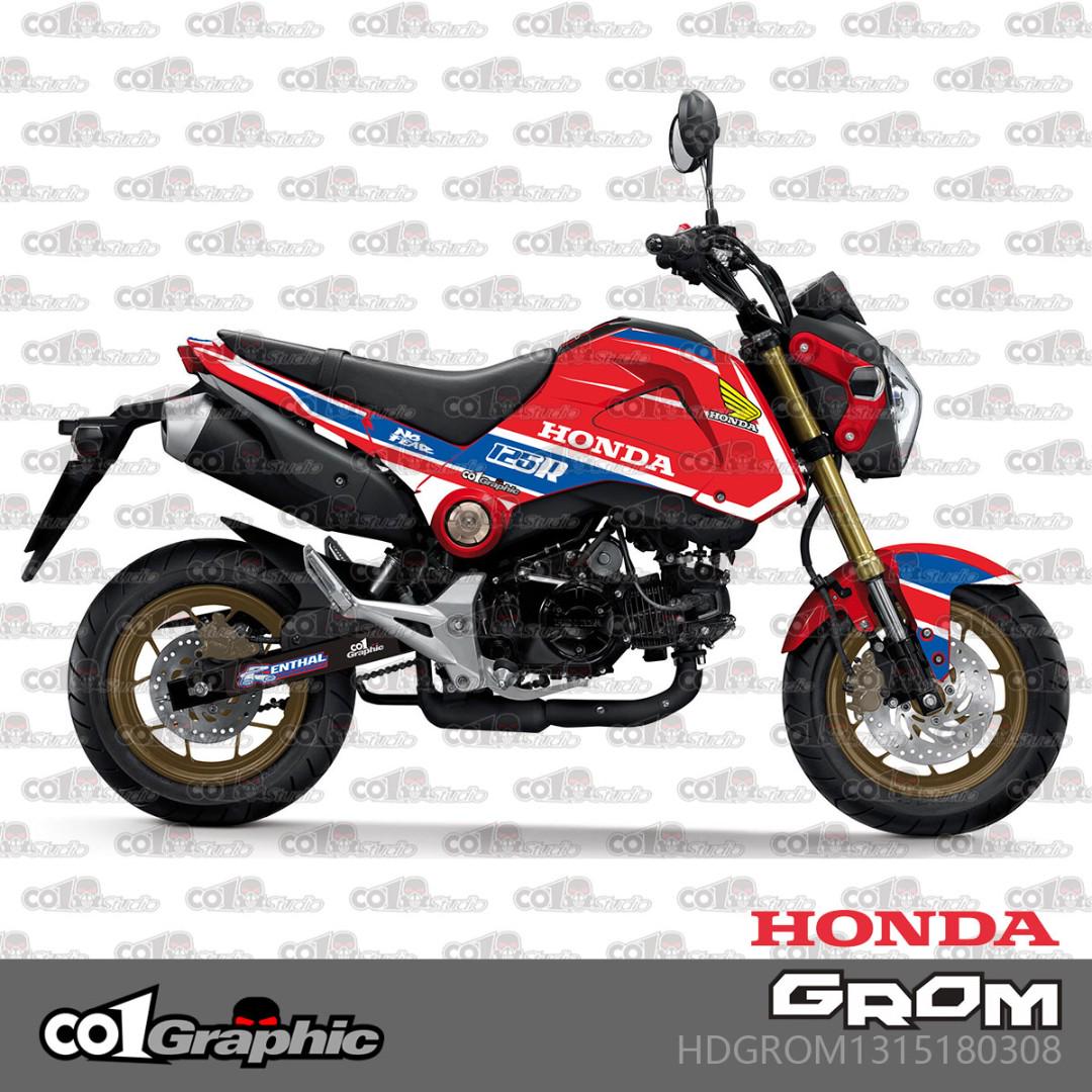 Honda grom MSX125 sticker decals racing red blue full decal coverset ...