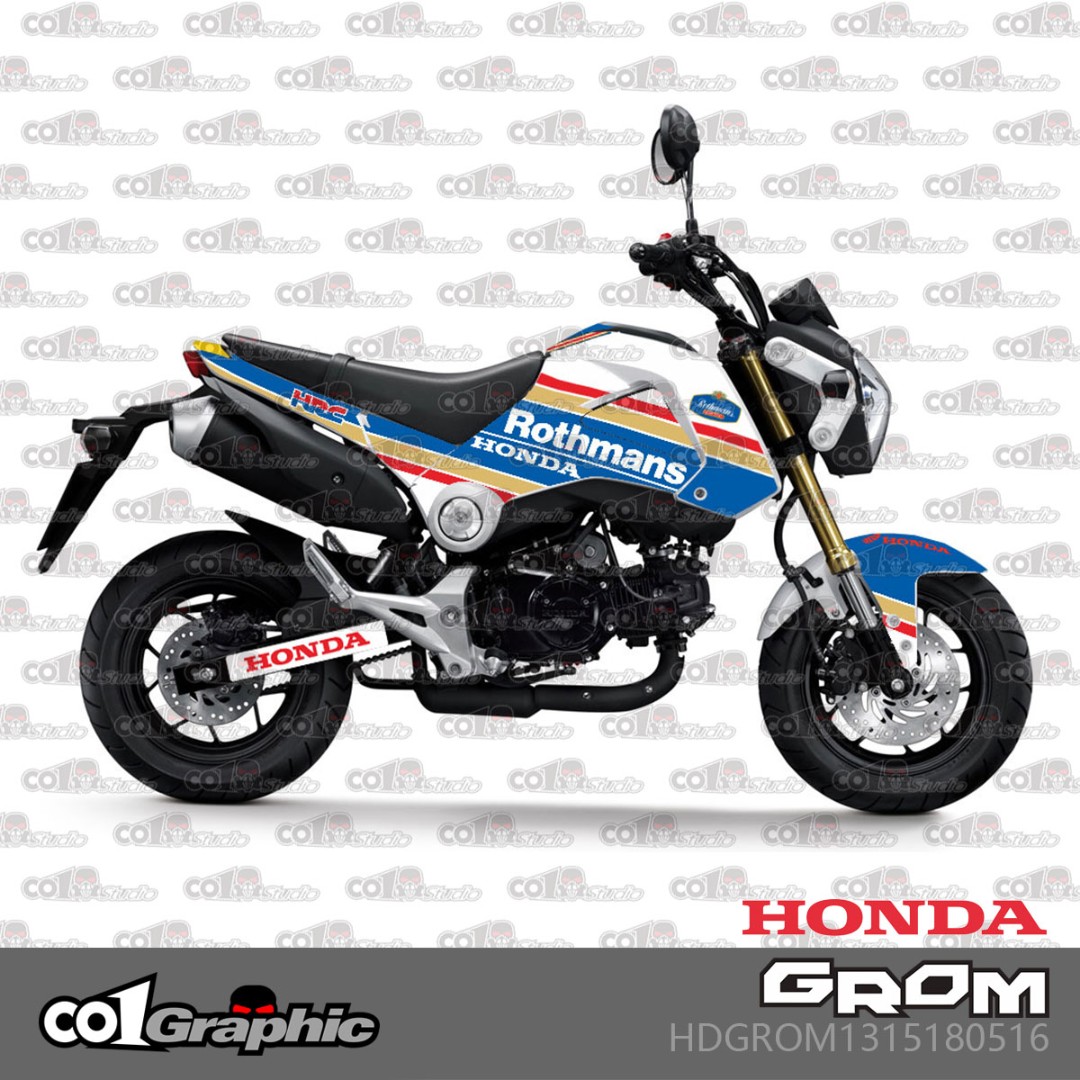 Honda grom MSX125 sticker decals racing red blue white rothmans ...
