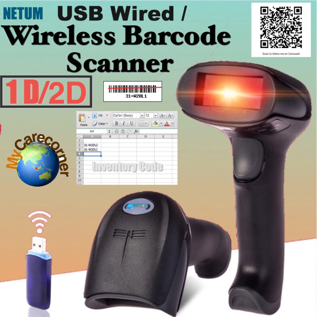 NETUM USB Wired (F5) laser / (F20) CCD or WireLess (F2) laser or CCD 1D ...
