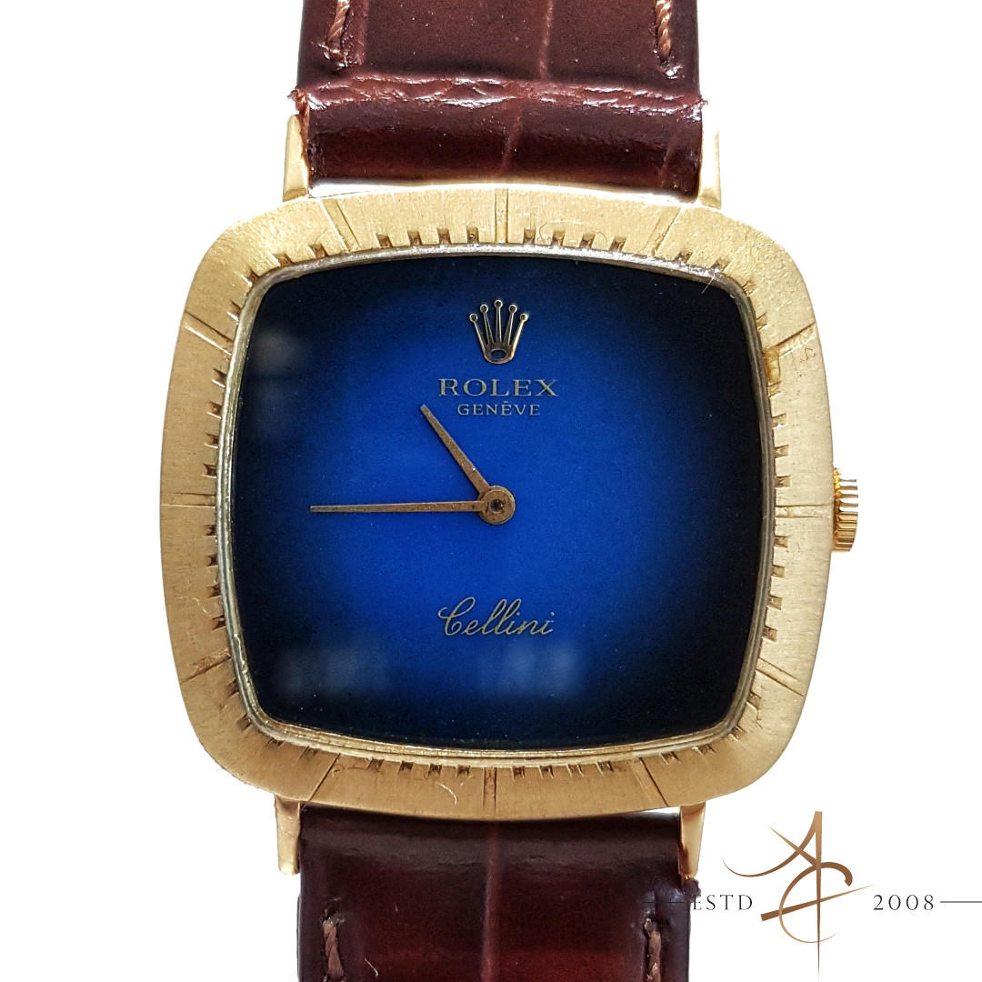 Rolex Cellini Ref 4084 Midnight Blue Dial 18K Gold Vintage Watch ...