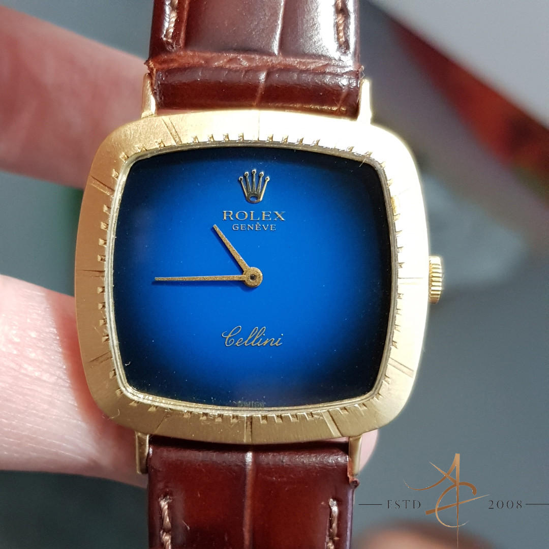 Rolex Cellini Ref 4084 Midnight Blue Dial 18K Gold Vintage Watch ...