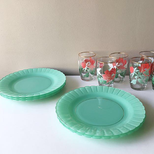 Vintage Duralex Green-Coloured Glass Plates, TV & Home Appliances ...