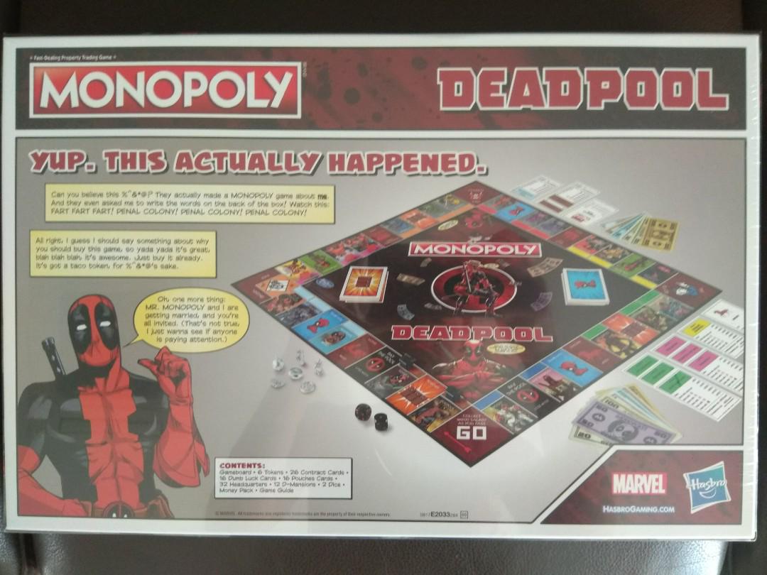 *BRAND NEW* Monopoly Board Game: Marvel Deadpool Edition, Hobbies ...