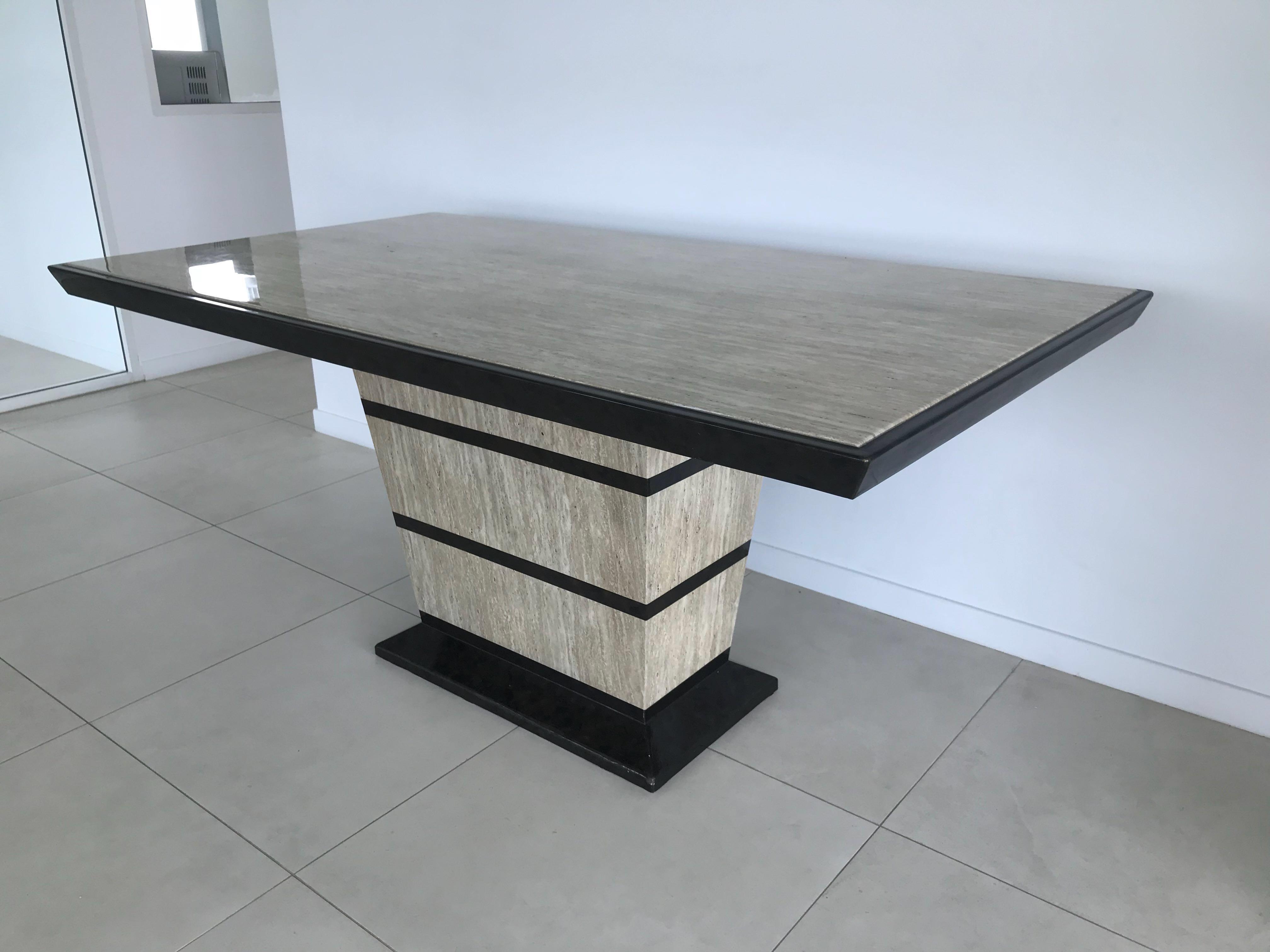 Solid Marble Dining Table 6 seater, Furniture & Home Living, Furniture ...