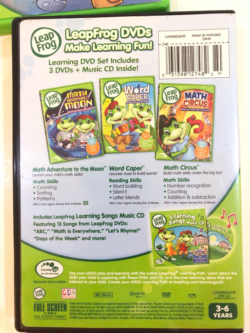 Leap Frog DVD set Letter Factory, Talking Words Factory, Lets go to ...
