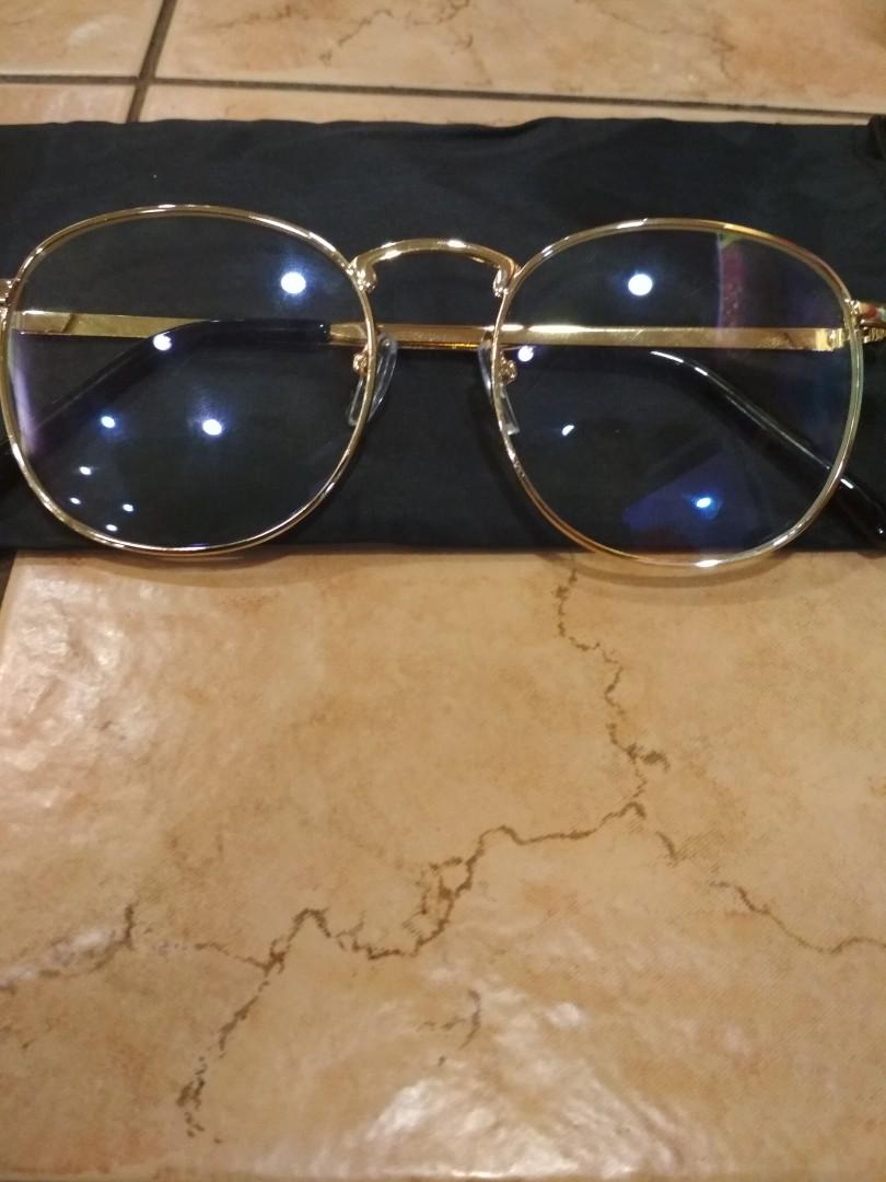 Gold-rimmed Specs with blue light protection, Women's Fashion, Watches ...