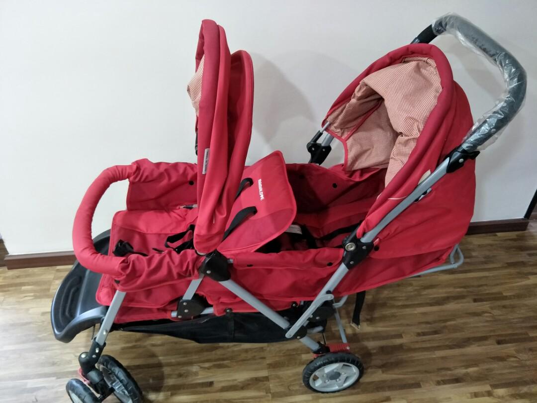 Mamalove Double Stroller - Red, Babies & Kids, Going Out, Strollers on ...