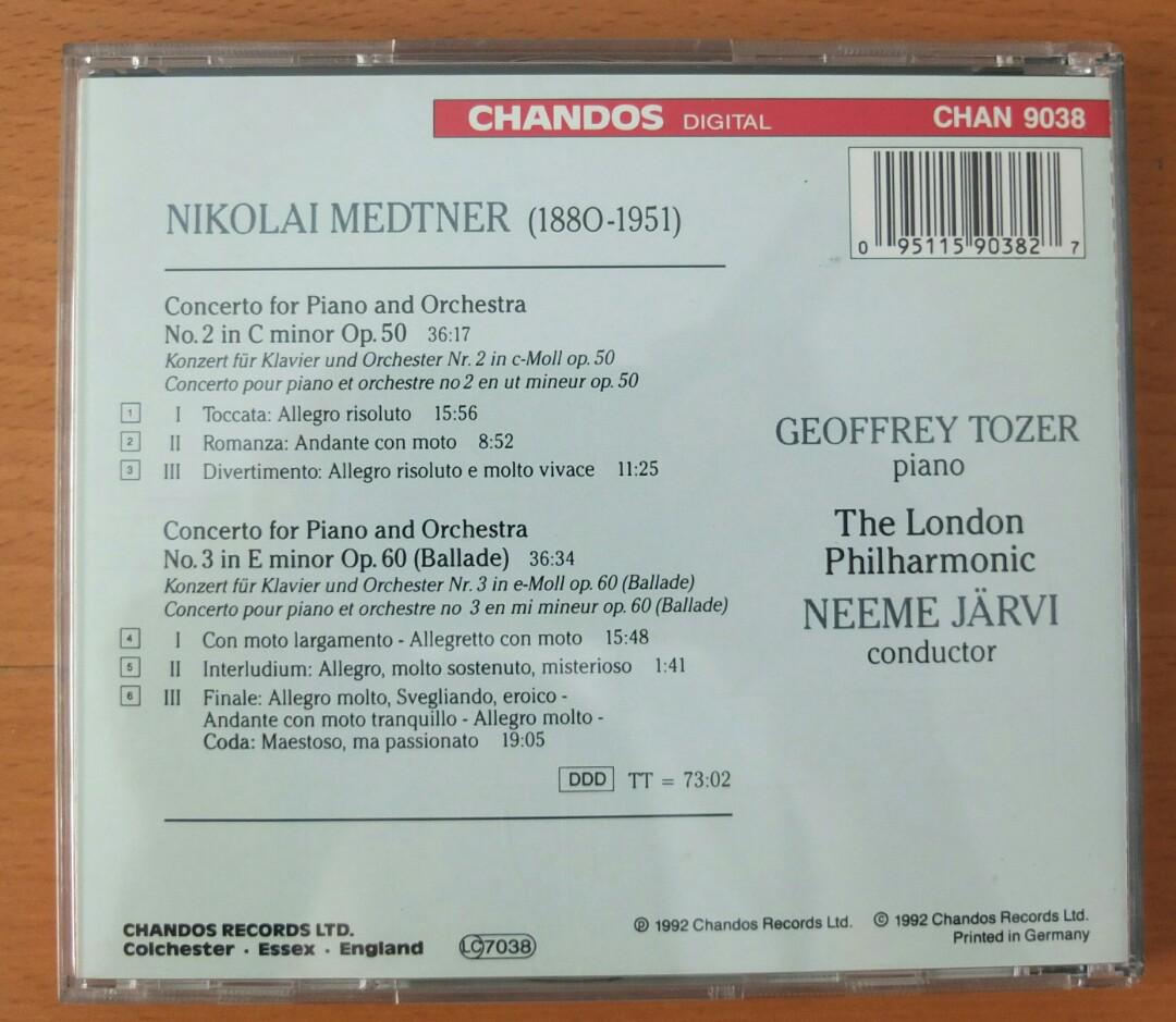 Classical CD: Medtner Piano Concertos no. 2 & 3, Geoffrey Tozer, The ...
