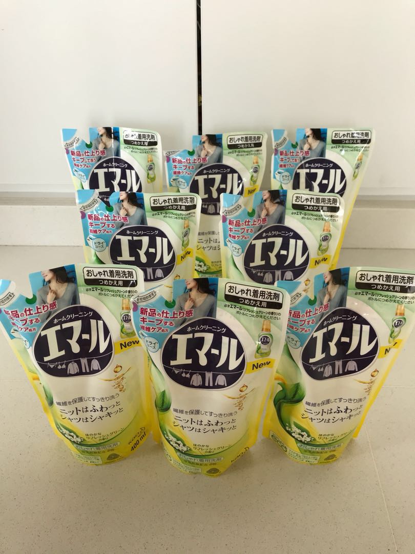 EMAL kao detergent エマール 花王 おしゃれ着用洗剤 詰替用 400ml×8袋, Furniture & Home Living, Cleaning & Homecare ...