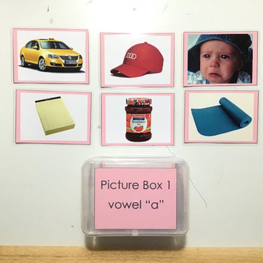 Montessori Pink Picture boxes, Hobbies & Toys, Toys & Games on Carousell