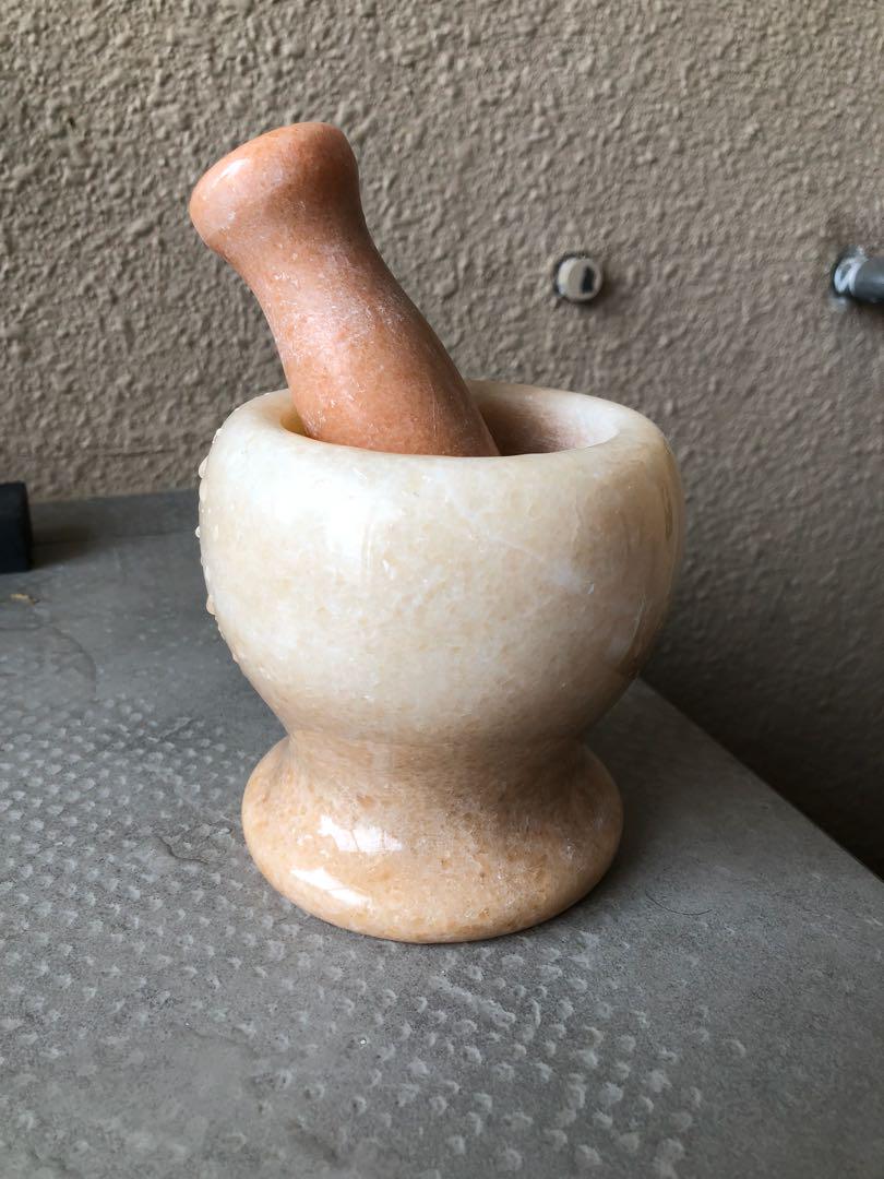 Polished pink marble Mortar and pestle, Furniture & Home Living ...