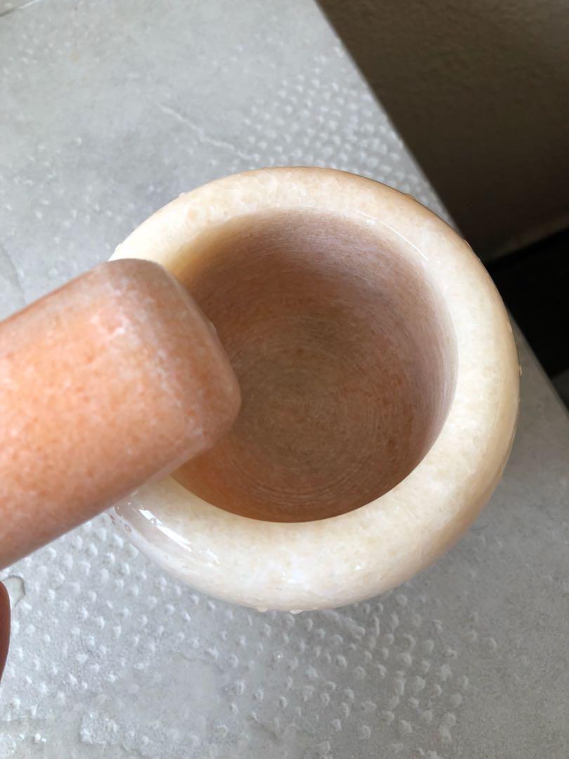 Polished pink marble Mortar and pestle, Furniture & Home Living ...