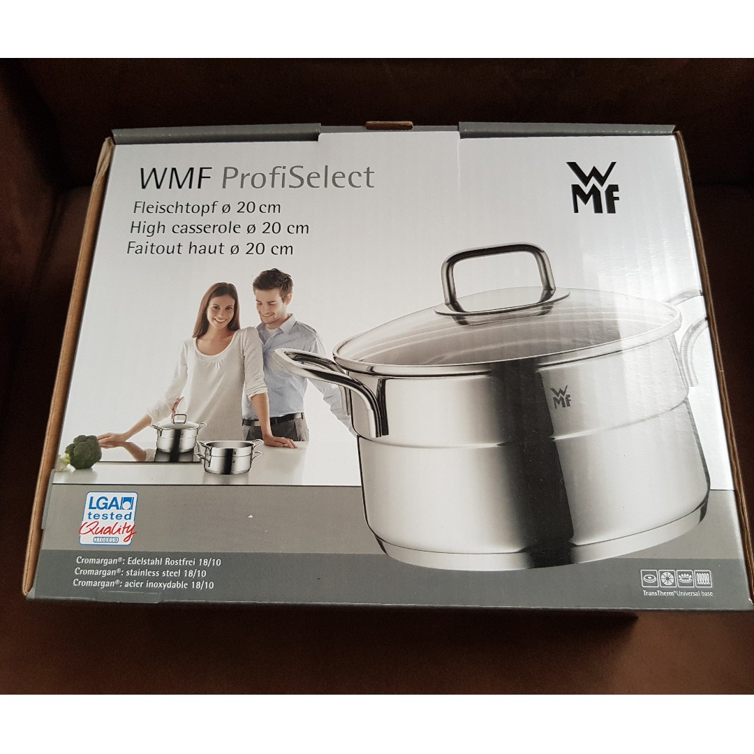 WMF HIGH CASSEROLE WITH LID , DIAMETER 20CM, 3.4 LITRES STAINLESS STEEL ...
